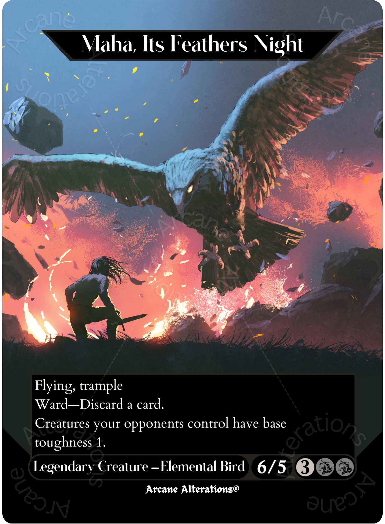 Maha, Its Feathers Night - Full Art Altered Art Custom Proxy Cards ...