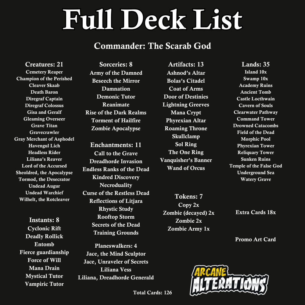 The Scarab God Zombie Tribal Reanimation Commander Deck Fully Customiz ...